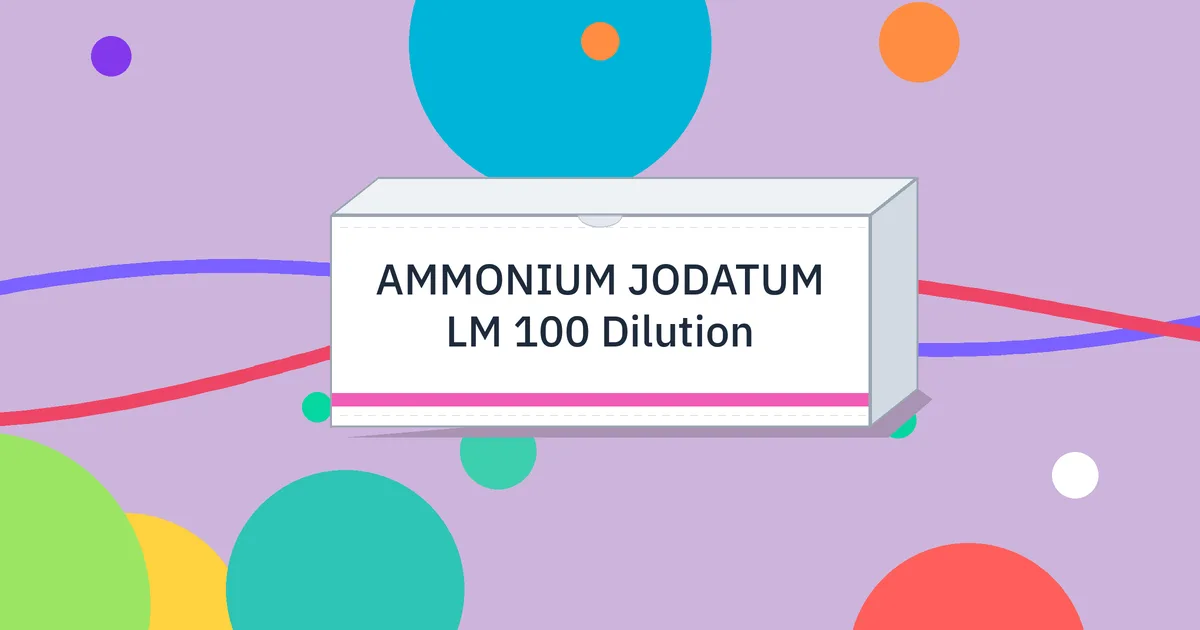 Symbolbild: Packung mit der Aufschrift AMMONIUM JODATUM LM 100 Dilution (PZN 13321622) – Verfügbarkeit und Bezug in Apotheken in Frankfurt am Main