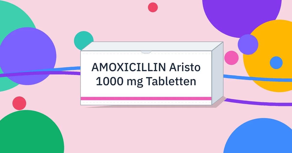 Symbolbild: Packung mit der Aufschrift AMOXICILLIN Aristo 1000 mg Tabletten (PZN 17302633) – Verfügbarkeit und Bezug in Apotheken in Frankfurt am Main