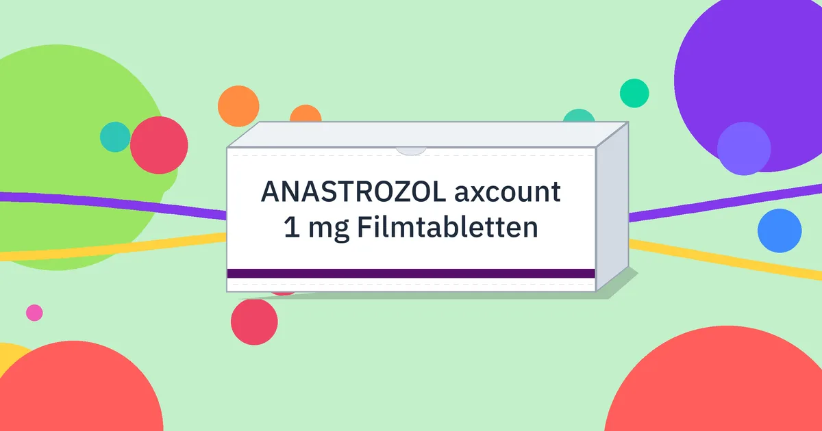 Symbolbild: Packung mit der Aufschrift ANASTROZOL axcount 1 mg Filmtabletten (PZN 12481364) – Verfügbarkeit und Bezug in Apotheken in Frankfurt am Main