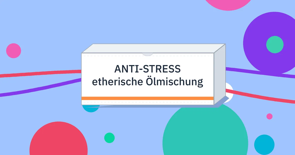 Symbolbild: Packung mit der Aufschrift ANTI-STRESS etherische Ölmischung (PZN 04787557) – Verfügbarkeit und Bezug in Apotheken in Frankfurt am Main