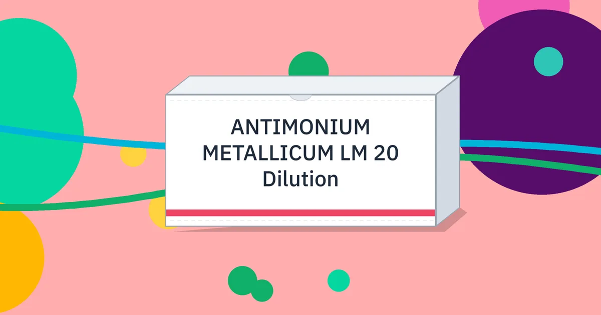 Symbolbild: Packung mit der Aufschrift ANTIMONIUM METALLICUM LM 20 Dilution (PZN 13373599) – Verfügbarkeit und Bezug in Apotheken in Frankfurt am Main