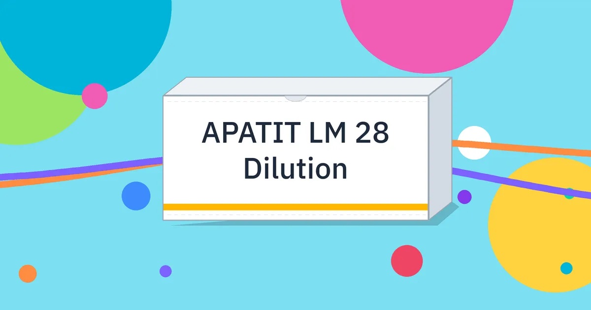 Symbolbild: Packung mit der Aufschrift APATIT LM 28 Dilution (PZN 13377723) – Verfügbarkeit und Bezug in Apotheken in Frankfurt am Main