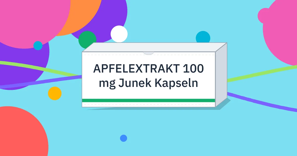 Symbolbild: Packung mit der Aufschrift APFELEXTRAKT 100 mg Junek Kapseln (PZN 10336511) – Verfügbarkeit und Bezug in Apotheken in Frankfurt am Main