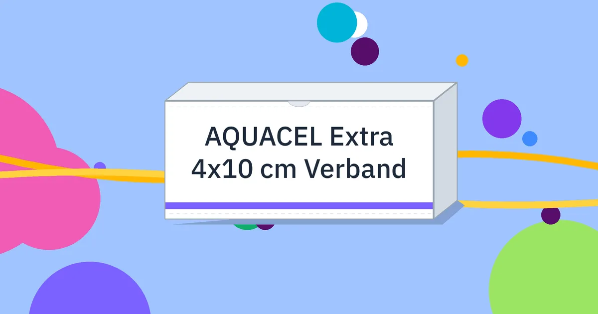 Symbolbild: Packung mit der Aufschrift AQUACEL Extra 4x10 cm Verband (PZN 20179722) – Verfügbarkeit und Bezug in Apotheken in Frankfurt am Main
