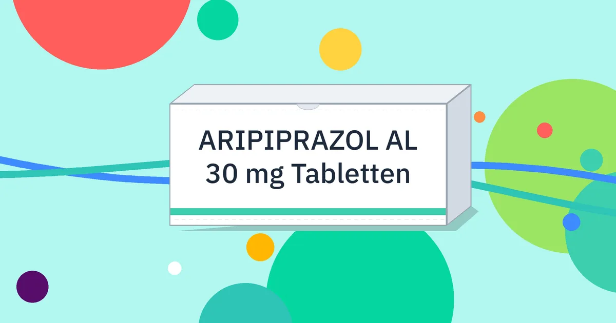Symbolbild: Packung mit der Aufschrift ARIPIPRAZOL AL 30 mg Tabletten (PZN 10994786) – Verfügbarkeit und Bezug in Apotheken in Frankfurt am Main