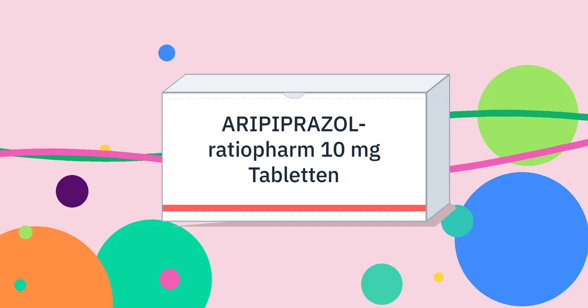 Symbolbild: Packung mit der Aufschrift ARIPIPRAZOL-ratiopharm 10 mg Tabletten (PZN 13981838) – Verfügbarkeit und Bezug in Apotheken in Frankfurt am Main