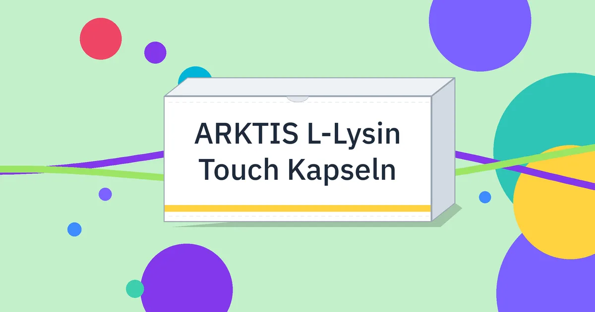 Symbolbild: Packung mit der Aufschrift ARKTIS L-Lysin Touch Kapseln (PZN 16024379) – Verfügbarkeit und Bezug in Apotheken in Frankfurt am Main
