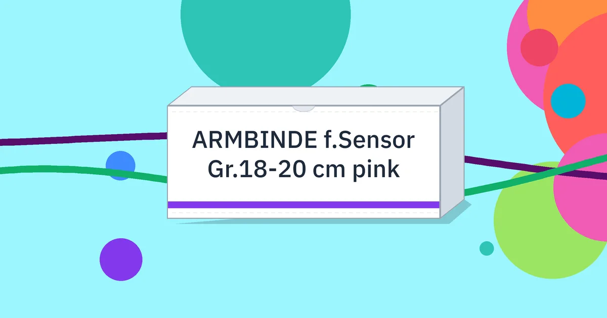 Symbolbild: Packung mit der Aufschrift ARMBINDE f.Sensor Gr.18-20 cm pink (PZN 17838227) – Verfügbarkeit und Bezug in Apotheken in Frankfurt am Main