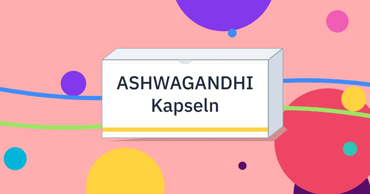 Symbolbild: Packung mit der Aufschrift ASHWAGANDHI Kapseln (PZN 20279613) – Verfügbarkeit und Bezug in Apotheken in Frankfurt am Main
