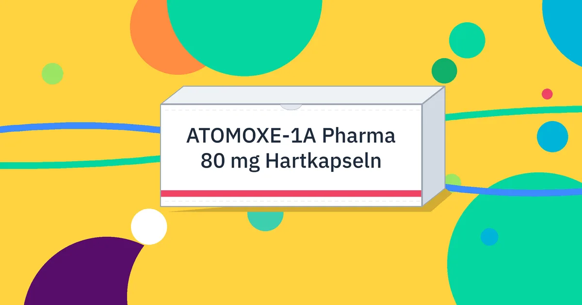 Symbolbild: Packung mit der Aufschrift ATOMOXE-1A Pharma 80 mg Hartkapseln (PZN 14352501) – Verfügbarkeit und Bezug in Apotheken in Frankfurt am Main