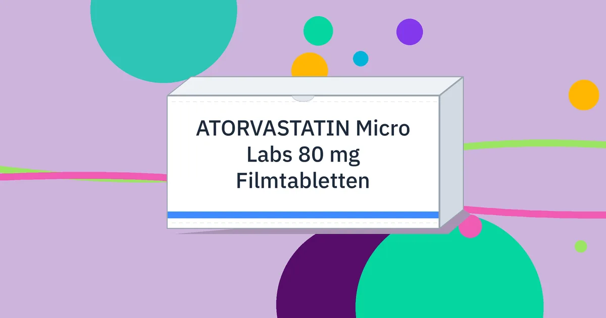 Symbolbild: Packung mit der Aufschrift ATORVASTATIN Micro Labs 80 mg Filmtabletten (PZN 16576400) – Verfügbarkeit und Bezug in Apotheken in Frankfurt am Main