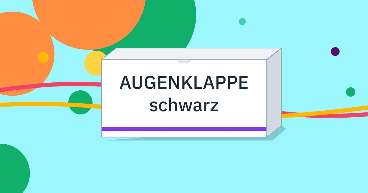 Symbolbild: Packung mit der Aufschrift AUGENKLAPPE schwarz (PZN 01217109) – Verfügbarkeit und Bezug in Apotheken in Frankfurt am Main