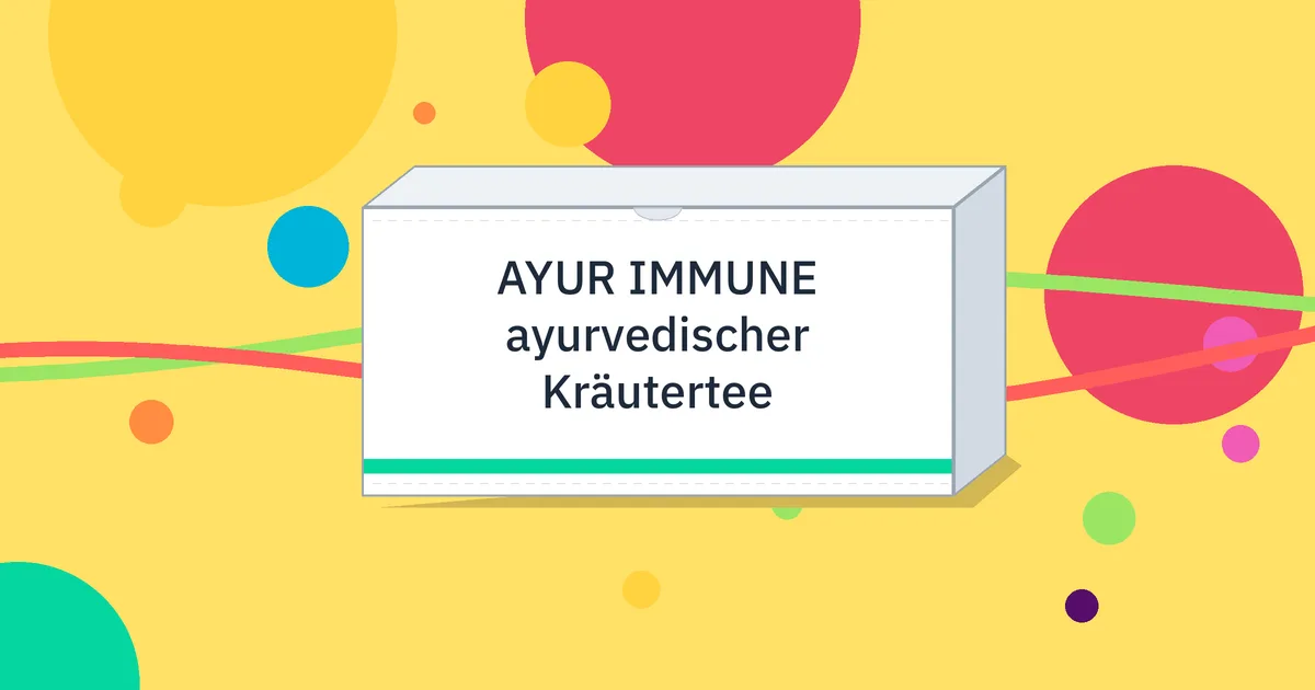 Symbolbild: Packung mit der Aufschrift AYUR IMMUNE ayurvedischer Kräutertee (PZN 01294995) – Verfügbarkeit und Bezug in Apotheken in Frankfurt am Main