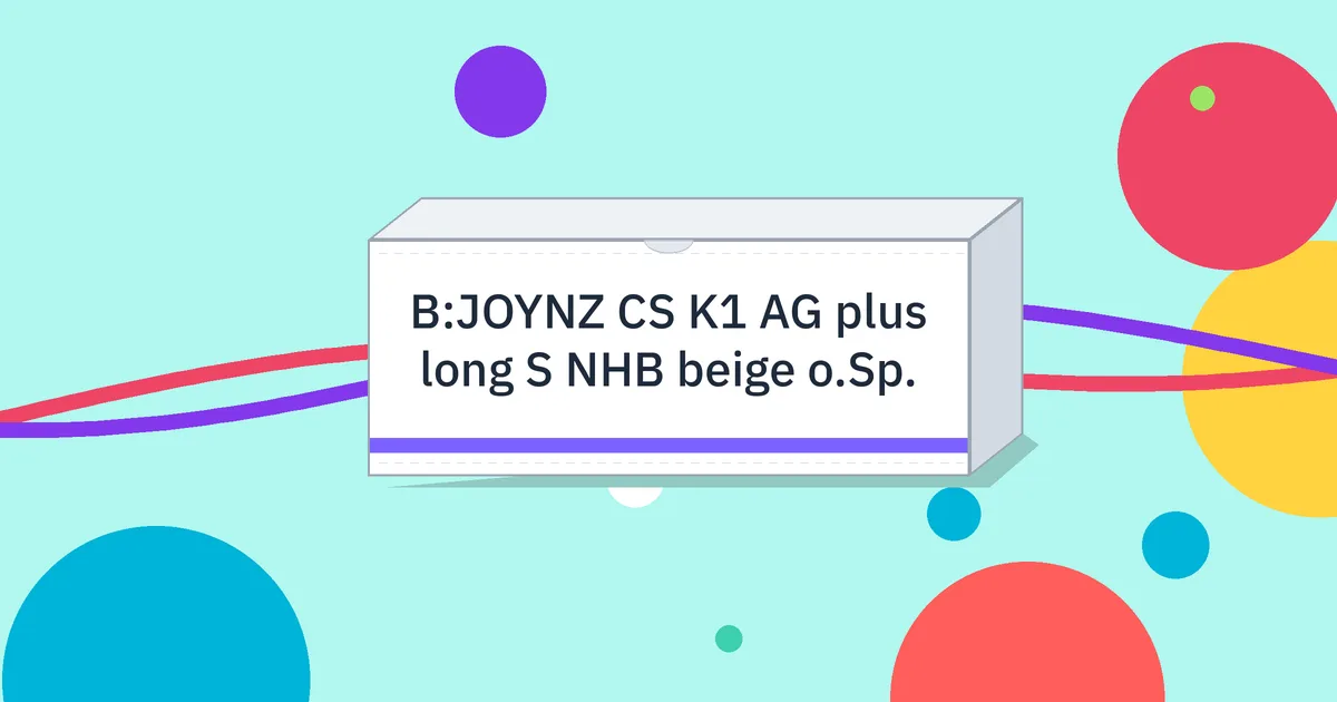 Symbolbild: Packung mit der Aufschrift B:JOYNZ CS K1 AG plus long S NHB beige o.Sp. (PZN 20531260) – Verfügbarkeit und Bezug in Apotheken in Frankfurt am Main