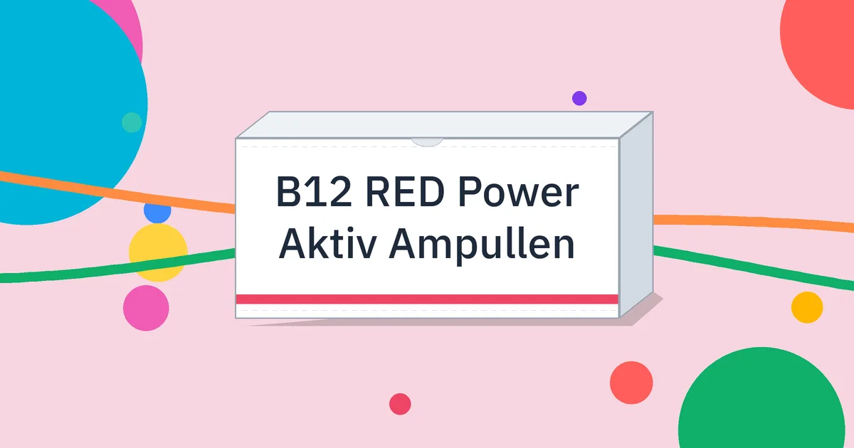 Symbolbild: Packung mit der Aufschrift B12 RED Power Aktiv Ampullen (PZN 11887265) – Verfügbarkeit und Bezug in Apotheken in Frankfurt am Main