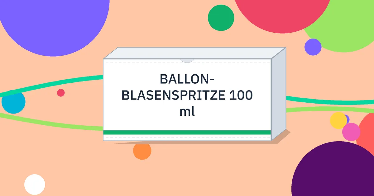 Symbolbild: Packung mit der Aufschrift BALLON-BLASENSPRITZE 100 ml (PZN 15881130) – Verfügbarkeit und Bezug in Apotheken in Frankfurt am Main