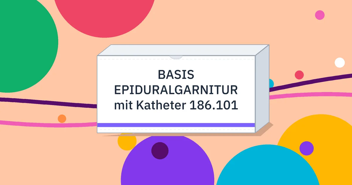 Symbolbild: Packung mit der Aufschrift BASIS EPIDURALGARNITUR mit Katheter 186.101 (PZN 00875750) – Verfügbarkeit und Bezug in Apotheken in Frankfurt am Main