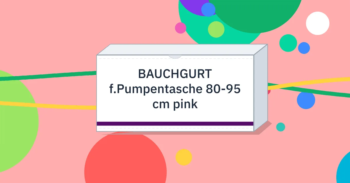 Symbolbild: Packung mit der Aufschrift BAUCHGURT f.Pumpentasche 80-95 cm pink (PZN 16510370) – Verfügbarkeit und Bezug in Apotheken in Frankfurt am Main