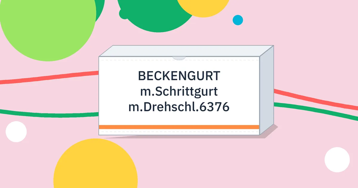 Symbolbild: Packung mit der Aufschrift BECKENGURT m.Schrittgurt m.Drehschl.6376 (PZN 14298121) – Verfügbarkeit und Bezug in Apotheken in Frankfurt am Main