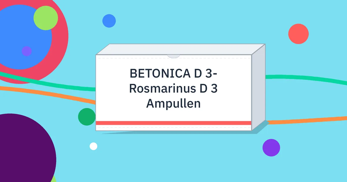 Symbolbild: Packung mit der Aufschrift BETONICA D 3-Rosmarinus D 3 Ampullen (PZN 01619635) – Verfügbarkeit und Bezug in Apotheken in Frankfurt am Main
