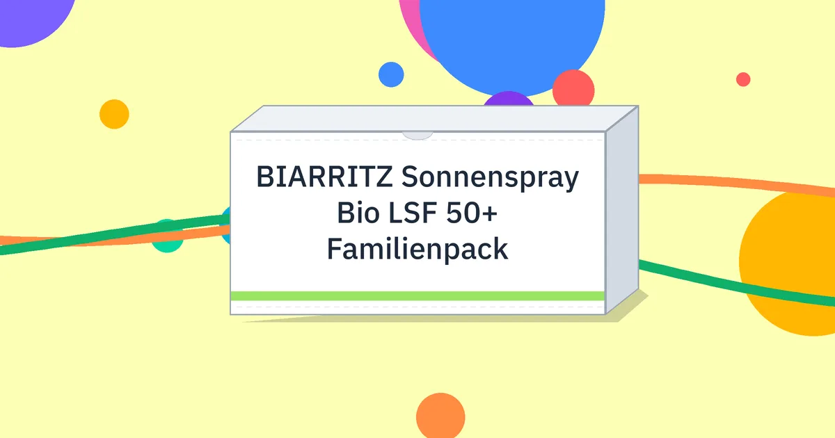 Symbolbild: Packung mit der Aufschrift BIARRITZ Sonnenspray Bio LSF 50+ Familienpack (PZN 20898836) – Verfügbarkeit und Bezug in Apotheken in Frankfurt am Main