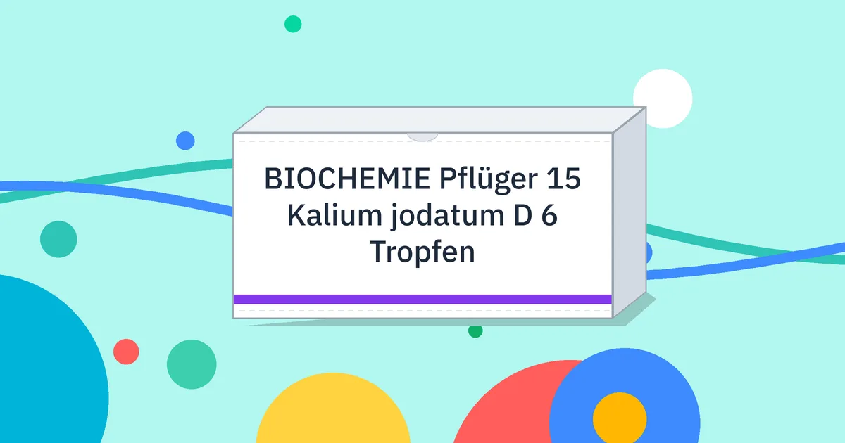 Symbolbild: Packung mit der Aufschrift BIOCHEMIE Pflüger 15 Kalium jodatum D 6 Tropfen (PZN 09298490) – Verfügbarkeit und Bezug in Apotheken in Frankfurt am Main