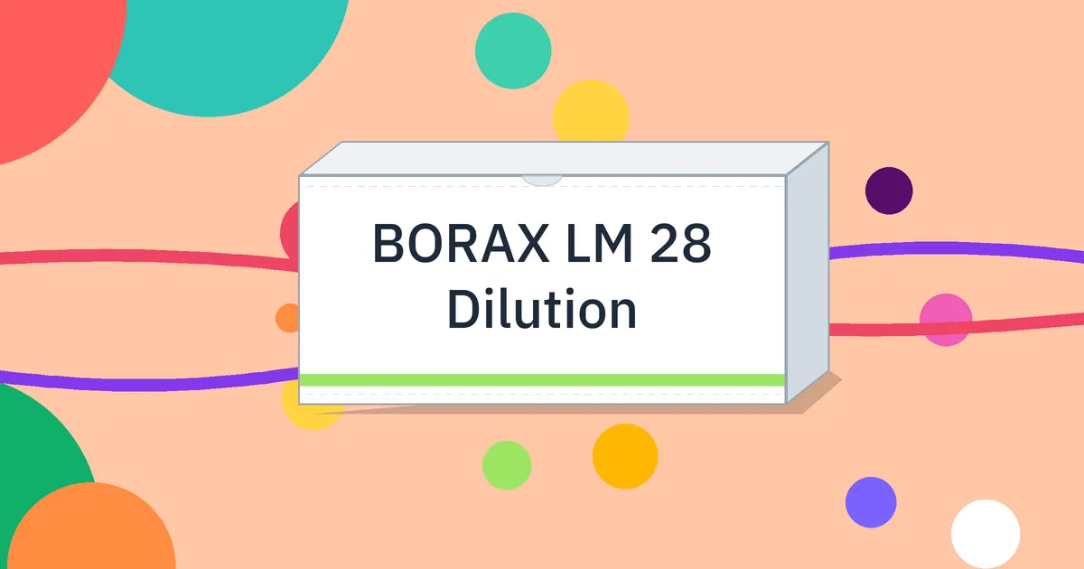 Symbolbild: Packung mit der Aufschrift BORAX LM 28 Dilution (PZN 12796317) – Verfügbarkeit und Bezug in Apotheken in Frankfurt am Main
