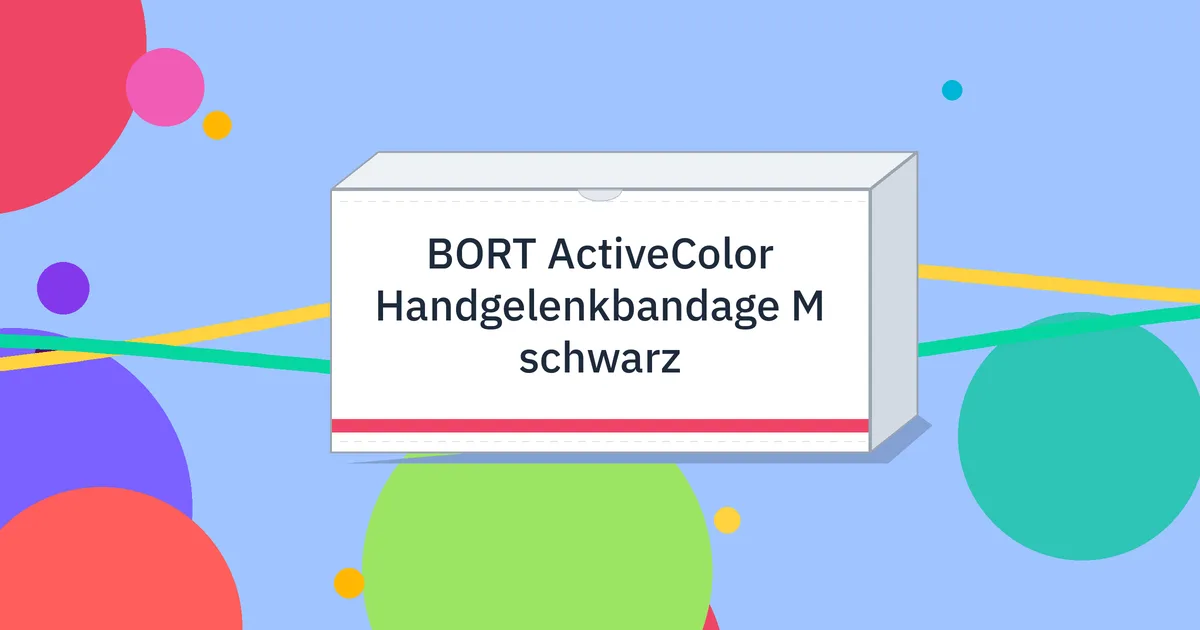 Symbolbild: Packung mit der Aufschrift BORT ActiveColor Handgelenkbandage M schwarz (PZN 06914273) – Verfügbarkeit und Bezug in Apotheken in Frankfurt am Main