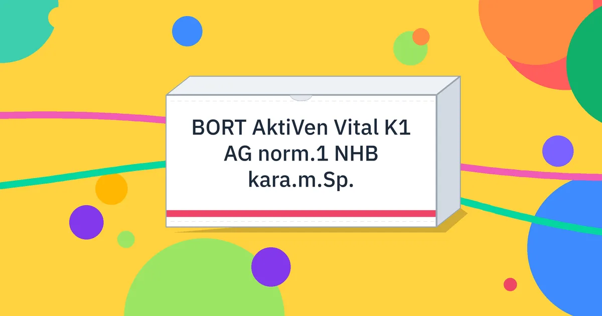 Symbolbild: Packung mit der Aufschrift BORT AktiVen Vital K1 AG norm.1 NHB kara.m.Sp. (PZN 13735163) – Verfügbarkeit und Bezug in Apotheken in Frankfurt am Main