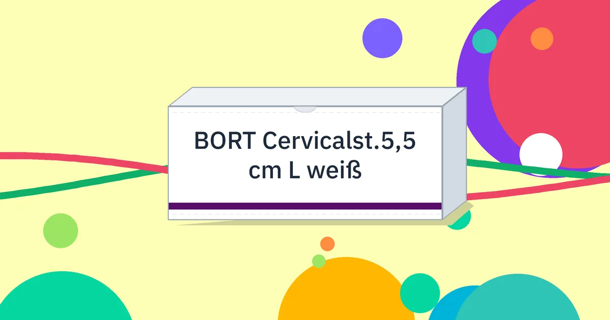 Symbolbild: Packung mit der Aufschrift BORT Cervicalst.5,5 cm L weiß (PZN 10206932) – Verfügbarkeit und Bezug in Apotheken in Frankfurt am Main