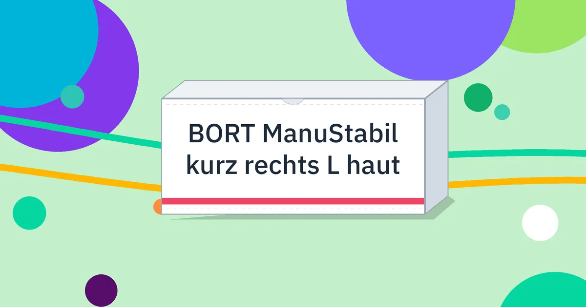 Symbolbild: Packung mit der Aufschrift BORT ManuStabil kurz rechts L haut (PZN 04196129) – Verfügbarkeit und Bezug in Apotheken in Frankfurt am Main