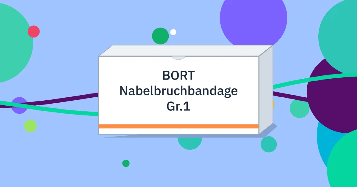 Symbolbild: Packung mit der Aufschrift BORT Nabelbruchbandage Gr.1 (PZN 00332877) – Verfügbarkeit und Bezug in Apotheken in Frankfurt am Main