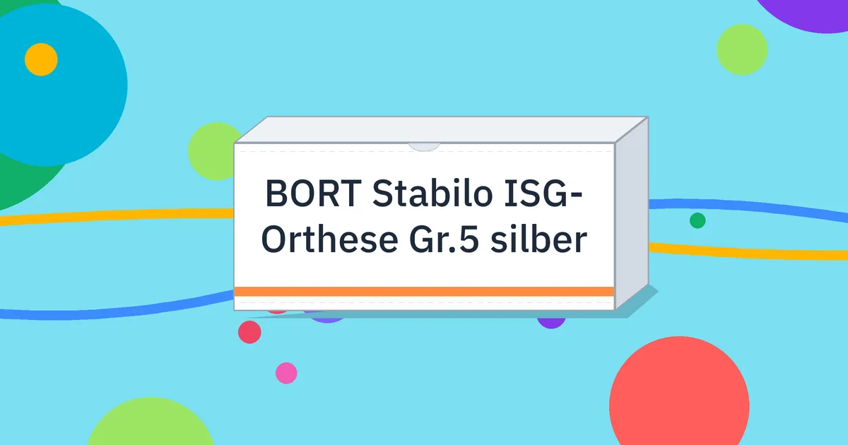 Symbolbild: Packung mit der Aufschrift BORT Stabilo ISG-Orthese Gr.5 silber (PZN 09443360) – Verfügbarkeit und Bezug in Apotheken in Frankfurt am Main