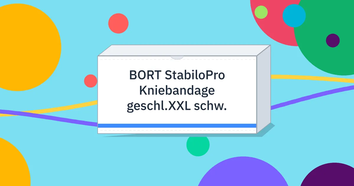 Symbolbild: Packung mit der Aufschrift BORT StabiloPro Kniebandage geschl.XXL schw. (PZN 00265684) – Verfügbarkeit und Bezug in Apotheken in Frankfurt am Main