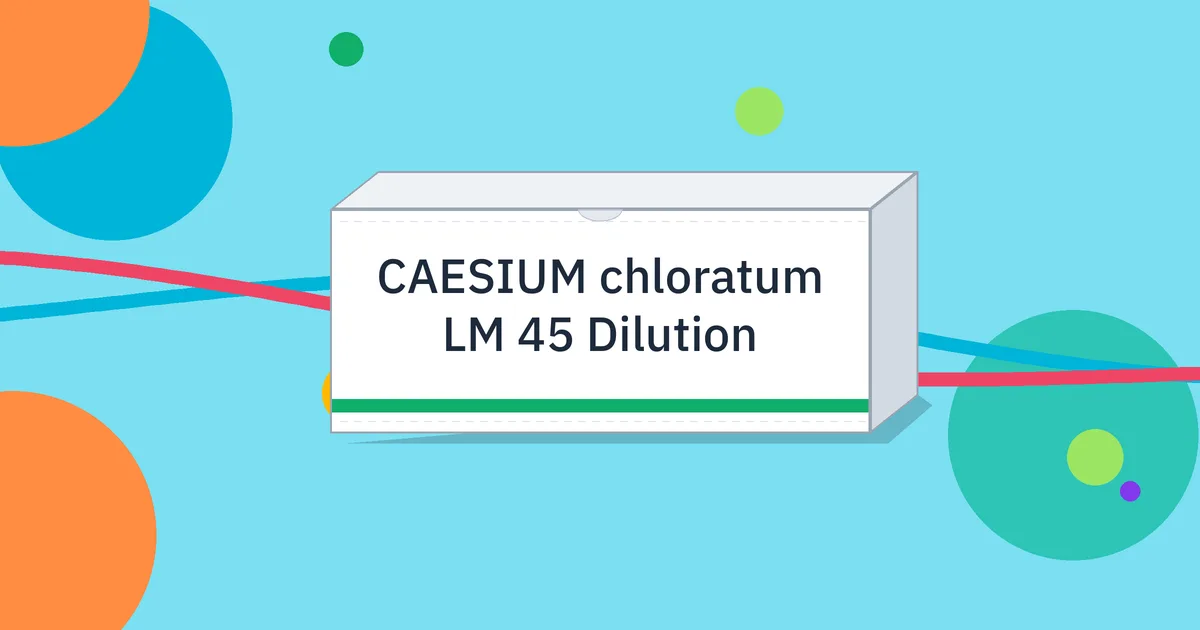 Symbolbild: Packung mit der Aufschrift CAESIUM chloratum LM 45 Dilution (PZN 12799333) – Verfügbarkeit und Bezug in Apotheken in Frankfurt am Main