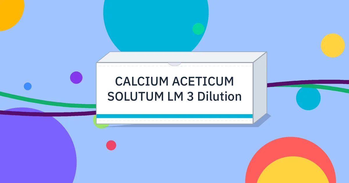 Symbolbild: Packung mit der Aufschrift CALCIUM ACETICUM SOLUTUM LM 3 Dilution (PZN 13406270) – Verfügbarkeit und Bezug in Apotheken in Frankfurt am Main
