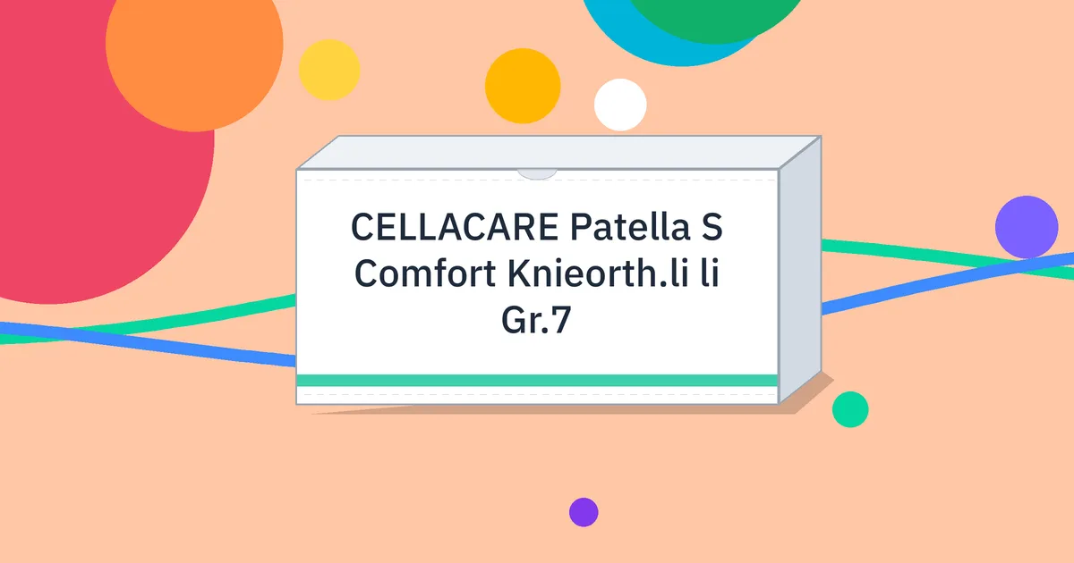 Symbolbild: Packung mit der Aufschrift CELLACARE Patella S Comfort Knieorth.li li Gr.7 (PZN 19251414) – Verfügbarkeit und Bezug in Apotheken in Frankfurt am Main