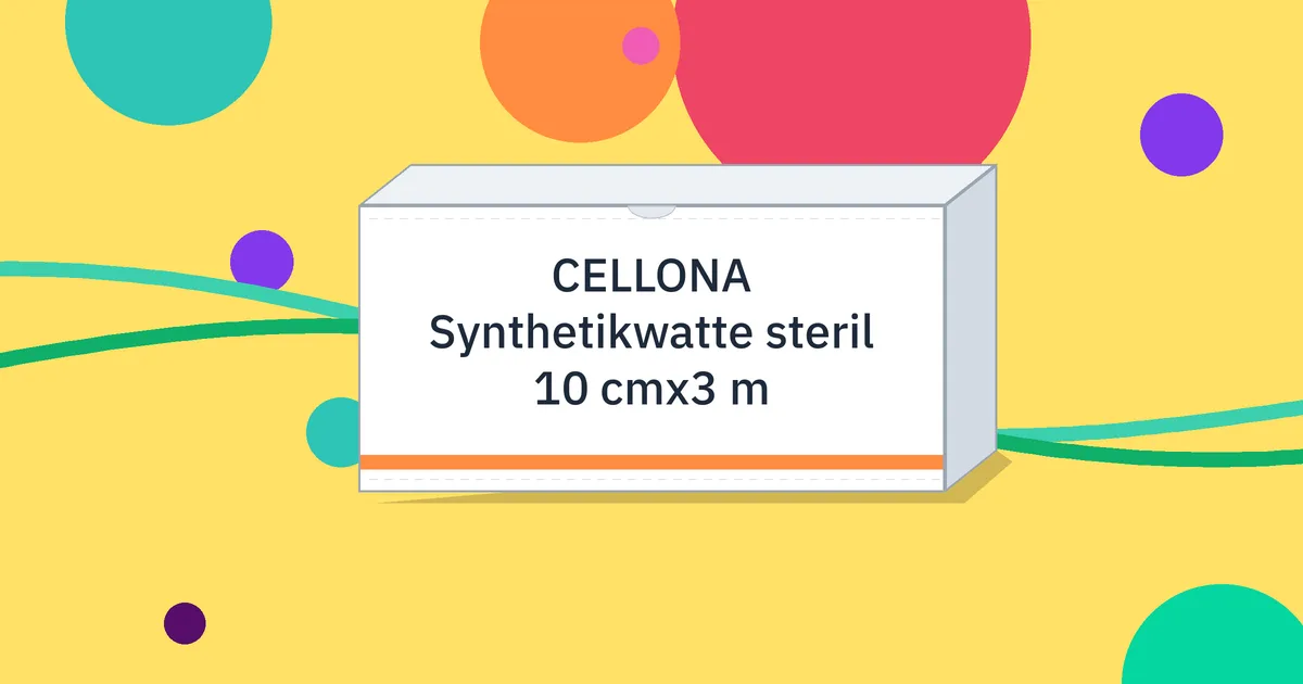 Symbolbild: Packung mit der Aufschrift CELLONA Synthetikwatte steril 10 cmx3 m (PZN 18718927) – Verfügbarkeit und Bezug in Apotheken in Frankfurt am Main
