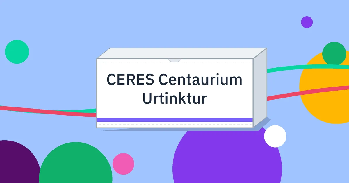 Symbolbild: Packung mit der Aufschrift CERES Centaurium Urtinktur (PZN 00178761) – Verfügbarkeit und Bezug in Apotheken in Frankfurt am Main
