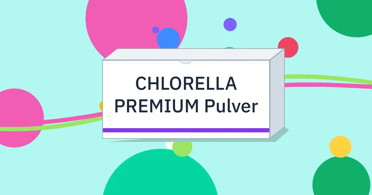 Symbolbild: Packung mit der Aufschrift CHLORELLA PREMIUM Pulver (PZN 10189671) – Verfügbarkeit und Bezug in Apotheken in Frankfurt am Main