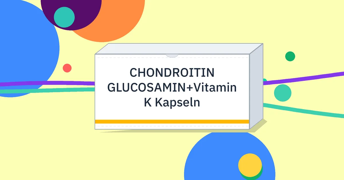 Symbolbild: Packung mit der Aufschrift CHONDROITIN GLUCOSAMIN+Vitamin K Kapseln (PZN 03919181) – Verfügbarkeit und Bezug in Apotheken in Frankfurt am Main