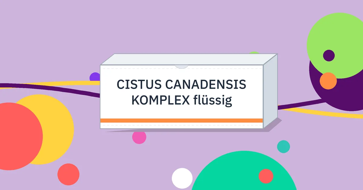 Symbolbild: Packung mit der Aufschrift CISTUS CANADENSIS KOMPLEX flüssig (PZN 02193730) – Verfügbarkeit und Bezug in Apotheken in Frankfurt am Main