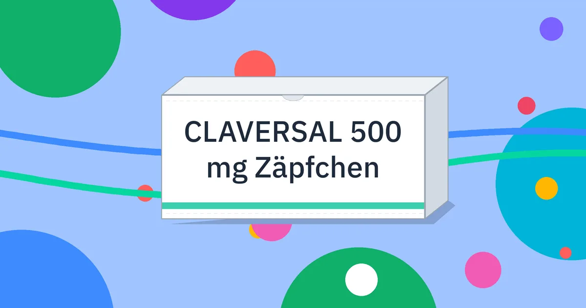 Symbolbild: Packung mit der Aufschrift CLAVERSAL 500 mg Zäpfchen (PZN 04765337) – Verfügbarkeit und Bezug in Apotheken in Frankfurt am Main