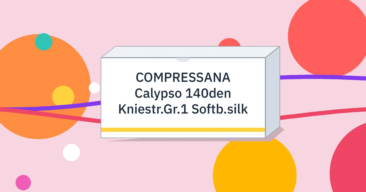 Symbolbild: Packung mit der Aufschrift COMPRESSANA Calypso 140den Kniestr.Gr.1 Softb.silk (PZN 09076476) – Verfügbarkeit und Bezug in Apotheken in Frankfurt am Main