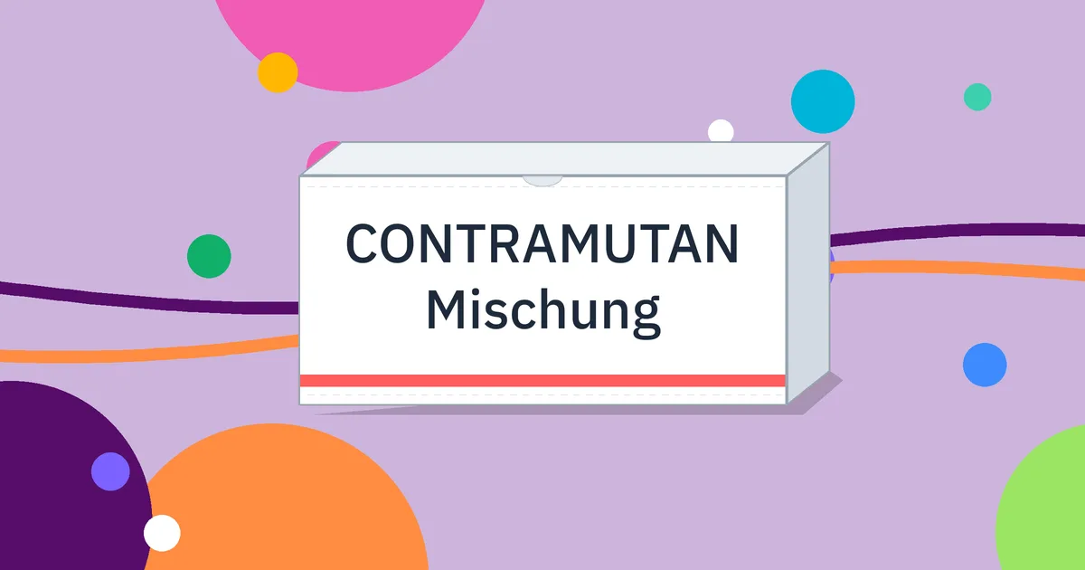 Symbolbild: Packung mit der Aufschrift CONTRAMUTAN Mischung (PZN 01852171) – Verfügbarkeit und Bezug in Apotheken in Frankfurt am Main