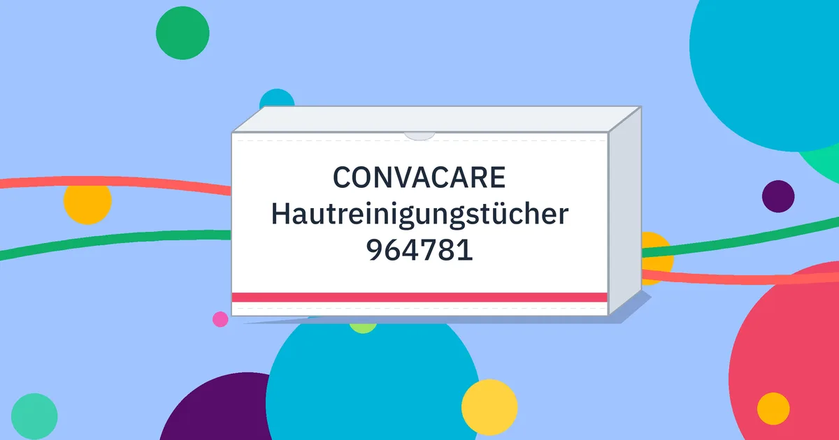 Symbolbild: Packung mit der Aufschrift CONVACARE Hautreinigungstücher 964781 (PZN 09378409) – Verfügbarkeit und Bezug in Apotheken in Frankfurt am Main