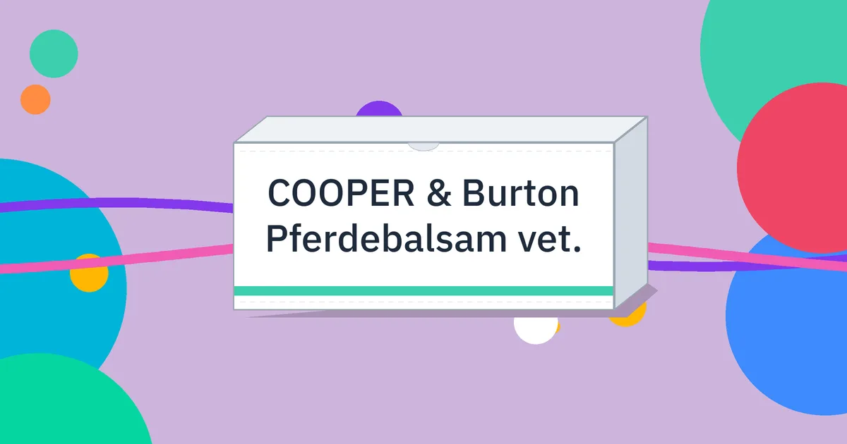 Symbolbild: Packung mit der Aufschrift COOPER & Burton Pferdebalsam vet. (PZN 20319028) – Verfügbarkeit und Bezug in Apotheken in Frankfurt am Main