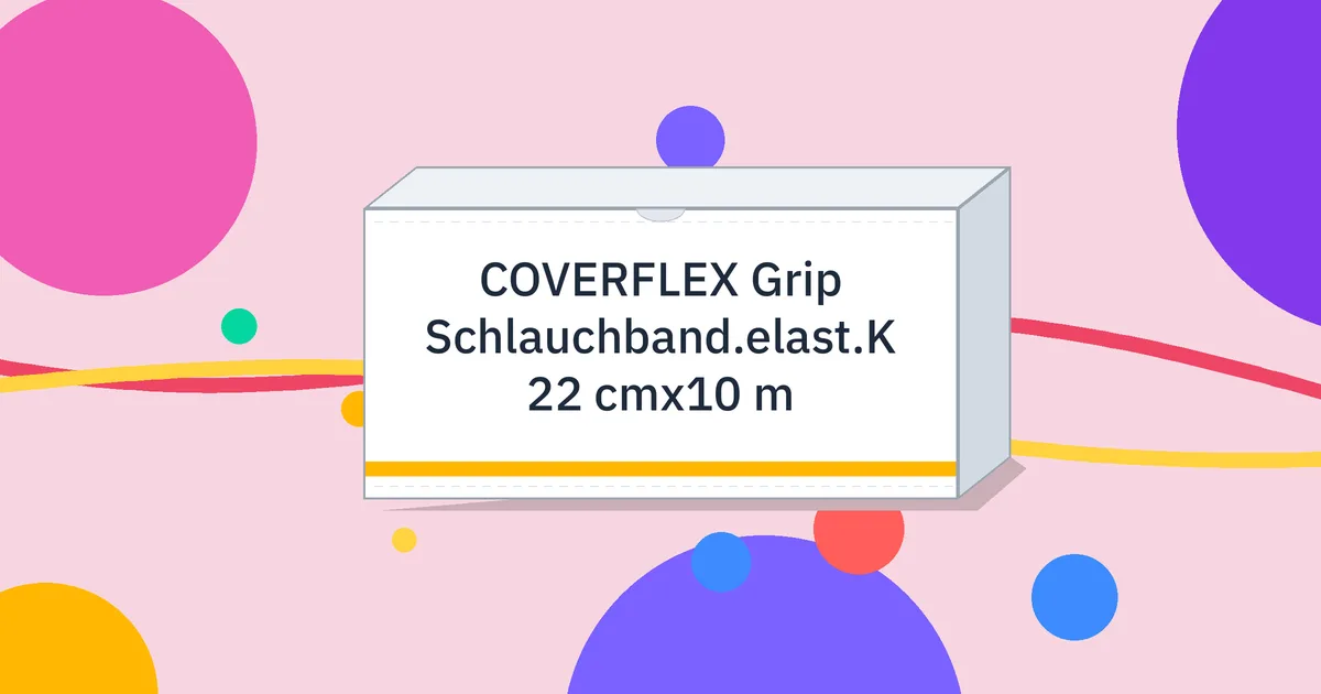 Symbolbild: Packung mit der Aufschrift COVERFLEX Grip Schlauchband.elast.K 22 cmx10 m (PZN 13971426) – Verfügbarkeit und Bezug in Apotheken in Frankfurt am Main