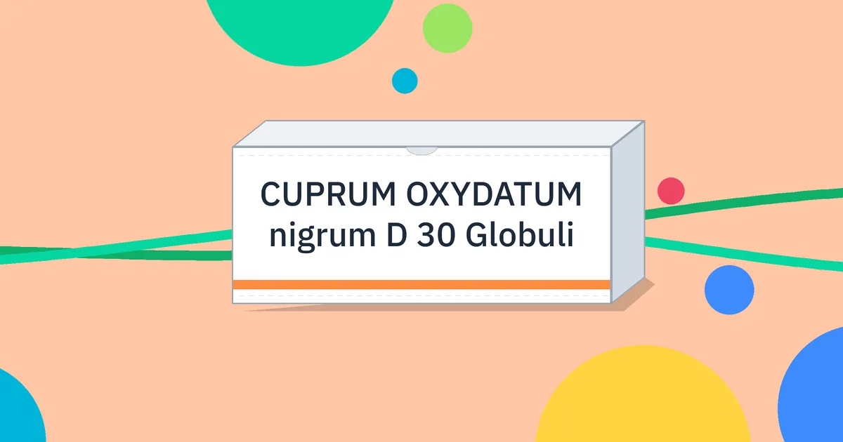 Symbolbild: Packung mit der Aufschrift CUPRUM OXYDATUM nigrum D 30 Globuli (PZN 19717769) – Verfügbarkeit und Bezug in Apotheken in Frankfurt am Main