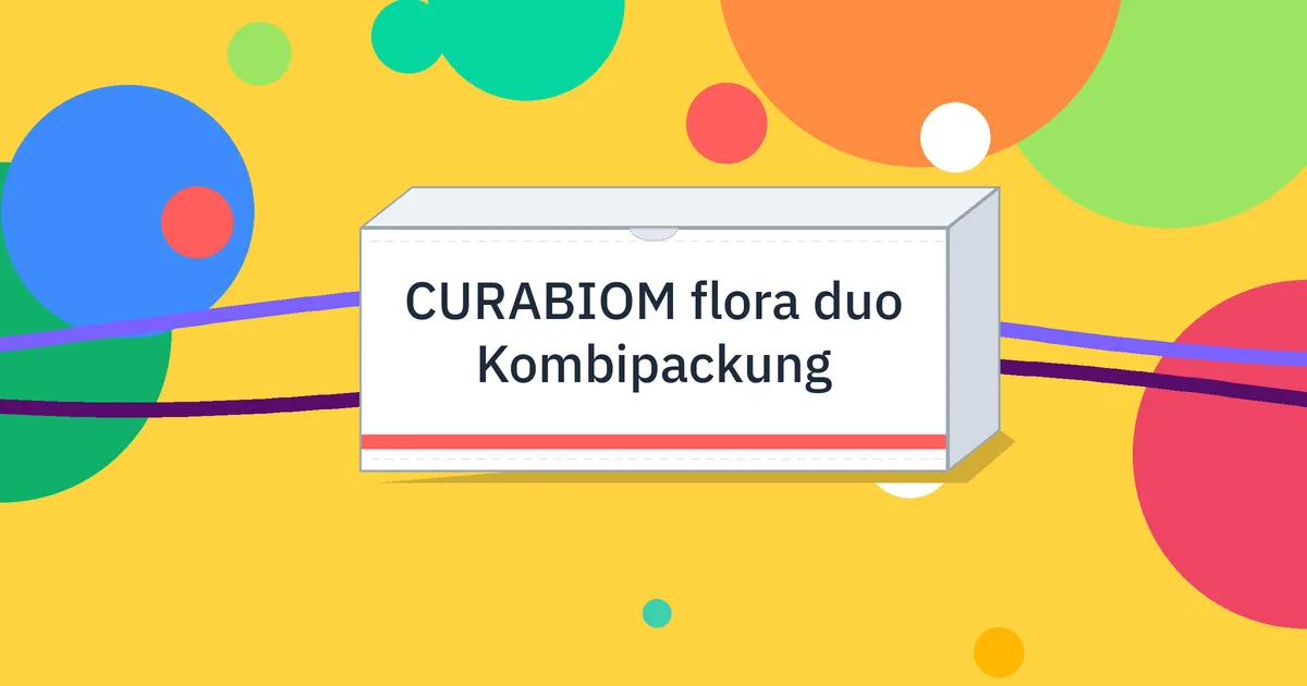 Symbolbild: Packung mit der Aufschrift CURABIOM flora duo Kombipackung (PZN 17573332) – Verfügbarkeit und Bezug in Apotheken in Frankfurt am Main
